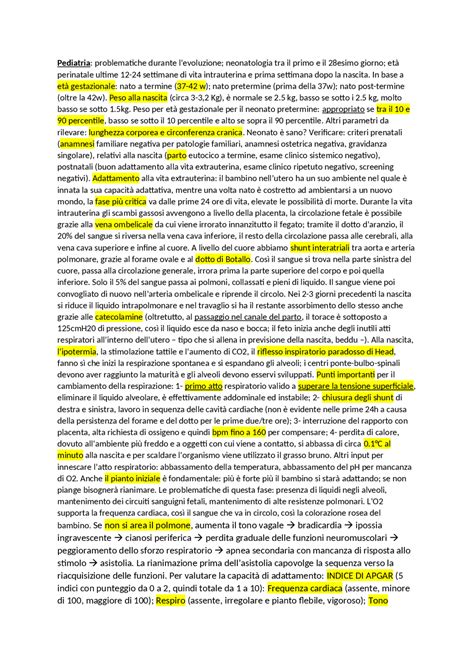 Pediatria Riassunti E Appunti Lezioni Docsity