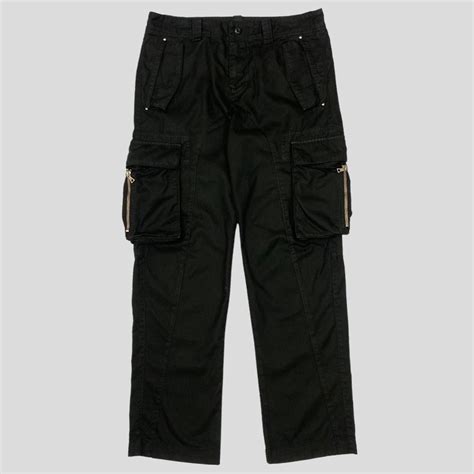 00s Exposed Metal Zipper Panelled Cargos Depop