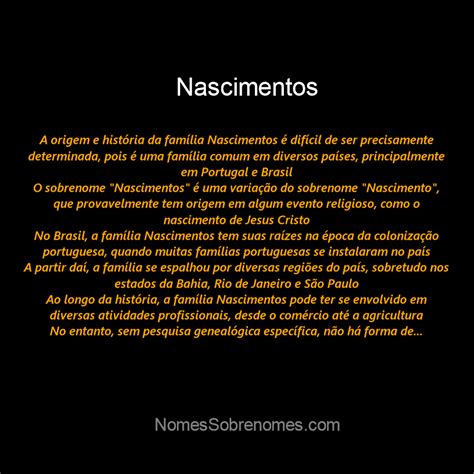 Qual a história e origem do sobrenome e família Nascimentos