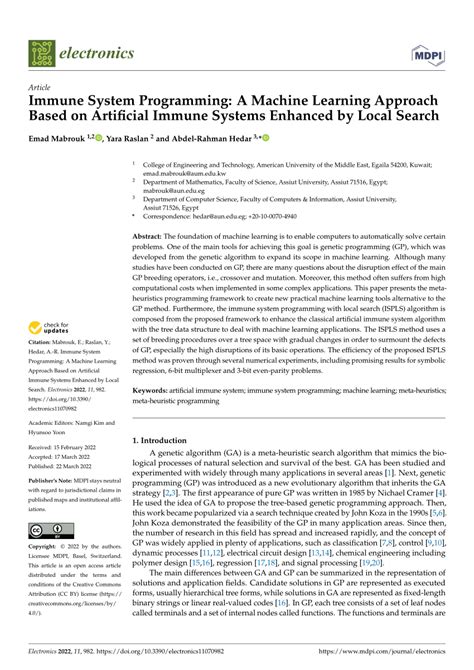 pdf immune system programming a machine learning approachbased on