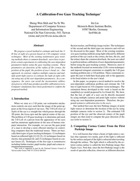 Pdf A Calibration Free Gaze Tracking Technique
