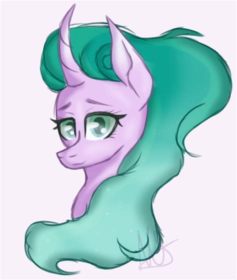 Safe Artist Misskitkat Derpibooru Import Mistmane Pony Bust Curved Horn