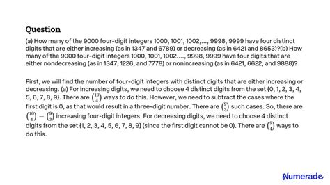 solved a how many of the 9000 four digit integers 1000 1001 1002