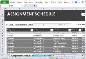 Free Assignment Schedule Tracker For Excel