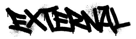 외부 단어 낙서 흑인과 백인 에어 브러시 스프레이 페인트 타이포그래피 검은색에 대한 스톡 벡터 아트 및 기타 이미지 검은색 그래피티 길거리 스타일 Istock