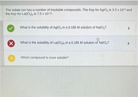 Solved The Iodate Ion Has A Number Of Insoluble Compounds