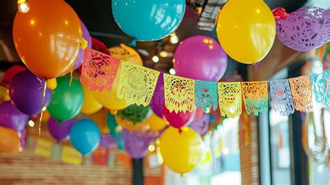 Mexican Themed Party Decorations Including Balloons Confetti And