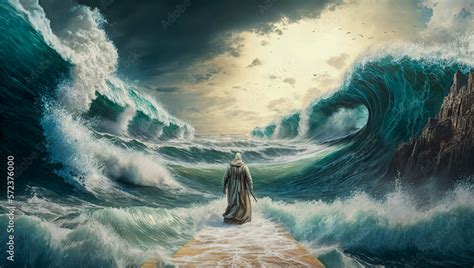 The Story Of Moses Parting The Red Sea Ai Generated Illustration
