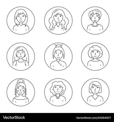 Character People Woman Concept Contour Linear Vector Image