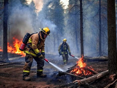 Premium Photo Firefighters Extinguish A Forest Fire Courageous People