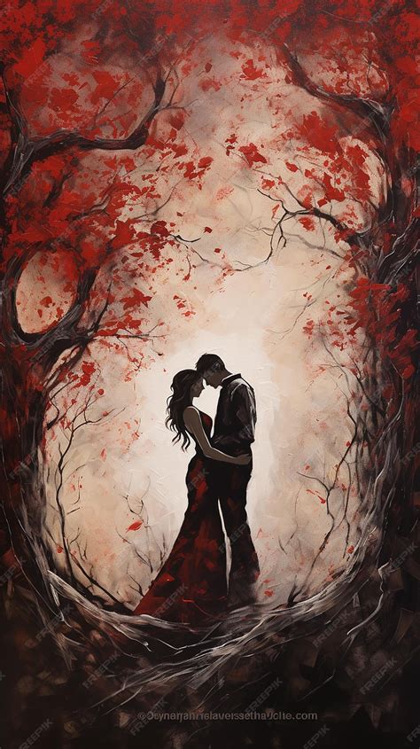 Premium Photo Artwork Depicting Two Lovers Kissing Under A Tree