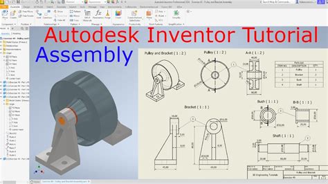 Pulley And Bracket Assembly Autodesk Inventor Tutorial Youtube