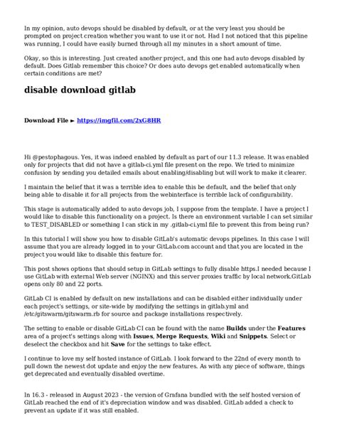 Fillable Online Not Possibly To Explicitly Disable Auto Devops On A Project Fax Email Print