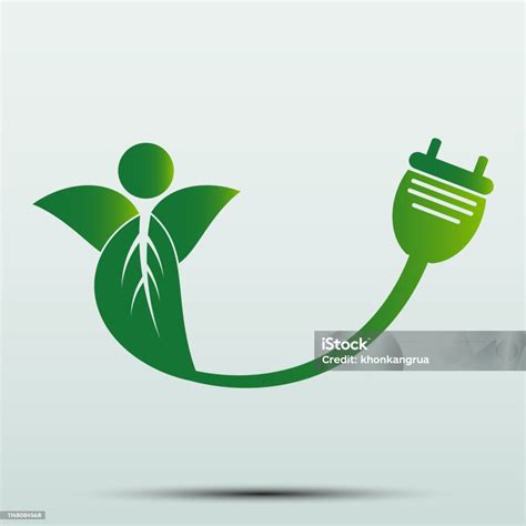 전원 플러그 녹색 생태 헝겊 또는 로고입니다 벡터 일러스트 0명에 대한 스톡 벡터 아트 및 기타 이미지 0명 개념 나무