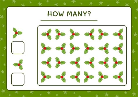 얼마나 많은 홀리 베리 어린이를위한 게임 벡터 일러스트 레이 션 인쇄용 워크시트 프리미엄 벡터