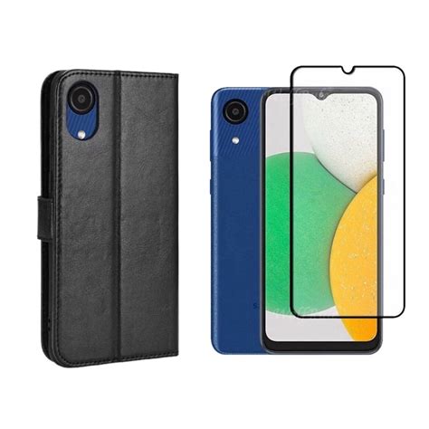 Capa Carteira Preta Película 3d Para Samsung Galaxy A03 Core Shopee