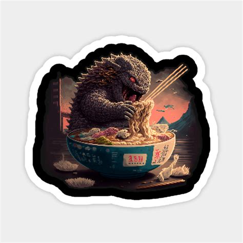 Kaiju Eating Ramen II Bit Kaiju Magnet TeePublic