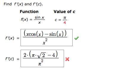 Solved Find F X And F C Function Fx Sin X X C Pi Chegg