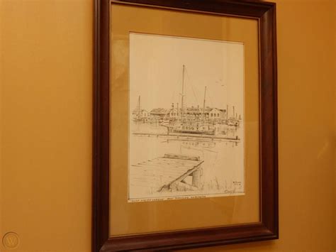 Vintage Wally Exum Signed Point Hudson Harborartwork Signed 1973