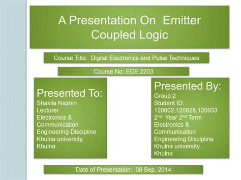 Emitter Coupled Logic Ecl Pptx