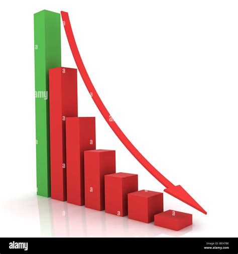 Business Bar Chart With Arrow Pointing Down Stock Photo Alamy