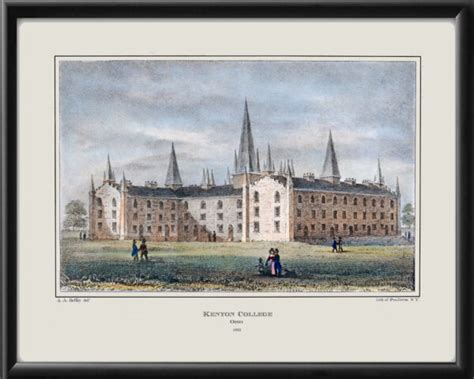Kenyon College Gambier OH 1833 Restored Map Vintage City Maps