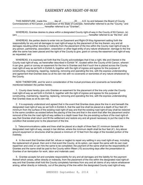 Easement Form And Instructions