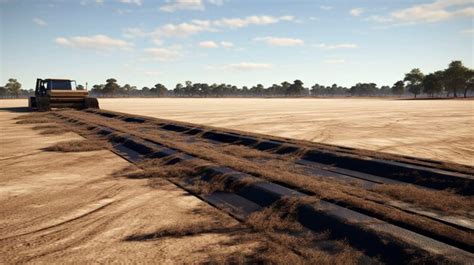 A Photo Of A Land Leveler Smoothing And Grading Field Premium Ai Generated Image