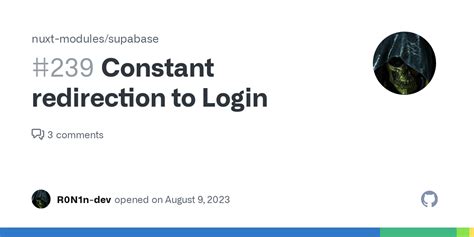Constant Redirection To Login · Issue 239 · Nuxt Modulessupabase · Github