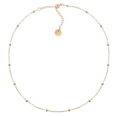 Łańcuszek z delikatnych ogniw pozłacany BALL 50 cm z kuleczkami Ami Bijoux