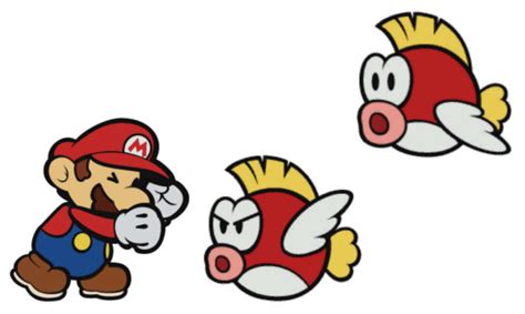 Paper Mario Blocking 2 Cheep Cheeps By Soweee On Deviantart