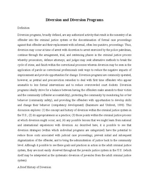 Diversion And Diversion Programs Diversion And Diversion Programs Definition Diversion