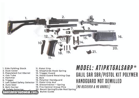 Demilled Galil Sar Sbr Pistol Military Surplus Parts Kit Atipktgalsarp