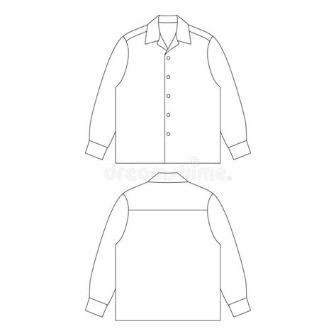 模板长袖营衬衫矢量图插图平面轮廓服装 向量例证 插画 包括有 织品 男人 空白的 商业 颜色 255197157