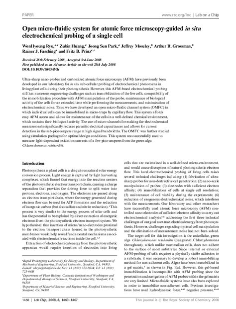 Pdf Open Micro Fluidic System For Atomic Force Microscopy Guided In