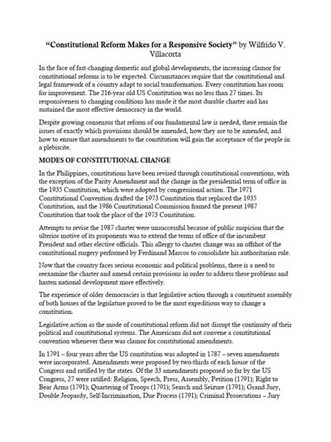 Constitutional Reform Makes For A Responsive Society Pdf Constitutional Amendment Constitution