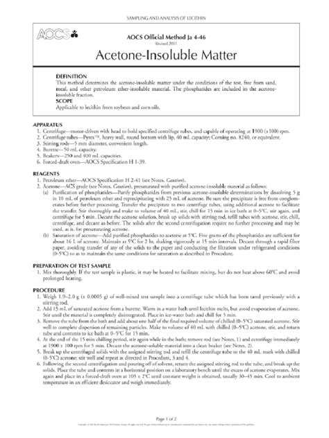 Aocs Official Method Ja 4 46 Acetone Insoluble Matter Pdf Aocs Official Method Ja 4 46 Acetone Insoluble Matter Pdf