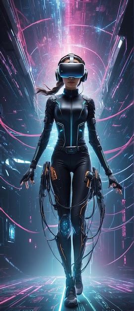 Premium Photo Depicts A Female Hacker Immersed In A Virtual Reality Realm Visualized Through