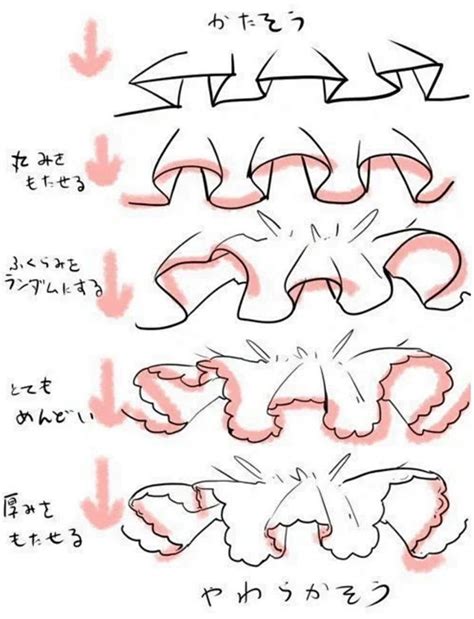裙摆褶皱花边画法
