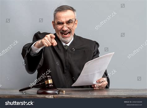 Judge Banging Judges Gavel Index Finger Stock Photo 2202316269 ...