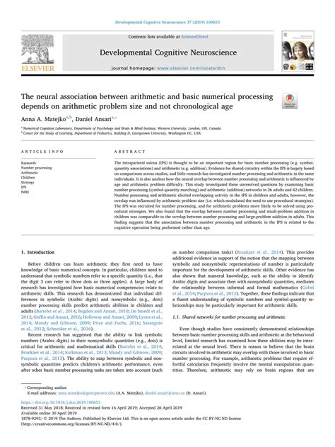 pdf the neural association between arithmetic and basic numerical