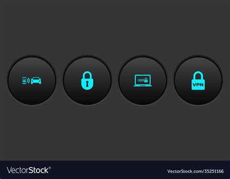 Set Smart Car Alarm System Lock Laptop Royalty Free Vector