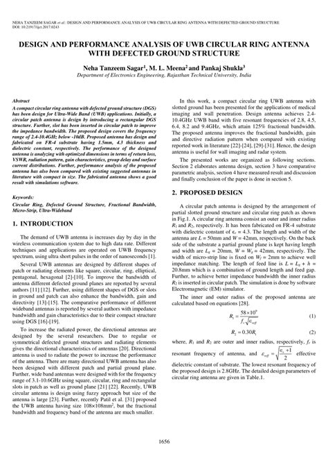 Pdf Design And Performance Analysis Of Uwb Circular Ring Antenna With Defected Ground Structure