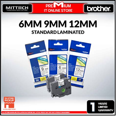 Brother Original P Touch Tze Laminated Waterproof Label Tapes Mm Mm Mm Height Length