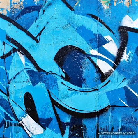 Ai创作图蓝色 涂鸦 街头艺术 线条 色彩 笔触 图案 喷绘 创作 装饰 抽象 视 墙面 艺术风格 潮流 昵图网
