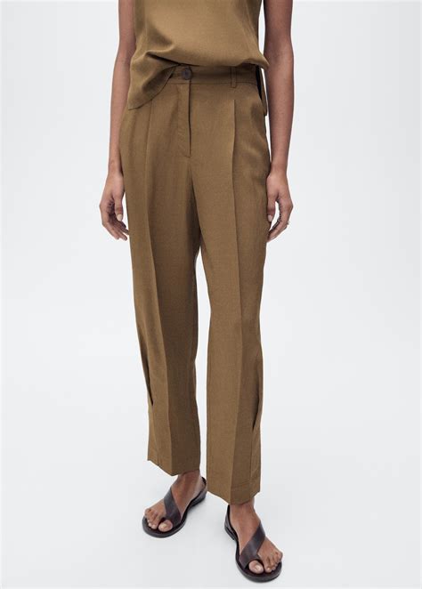 Linen Blend Pleated Trousers Women Mango India