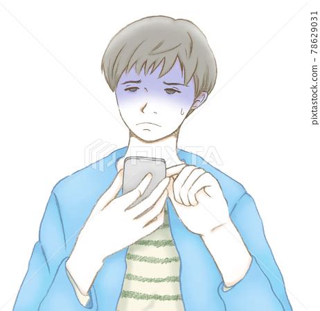 一個臉色蒼白的男人在操作智能手機 插圖素材 78629031 PIXTA圖庫