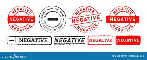 Negative Red And Black Color Rubber Stamp Labels Ticker Sign For