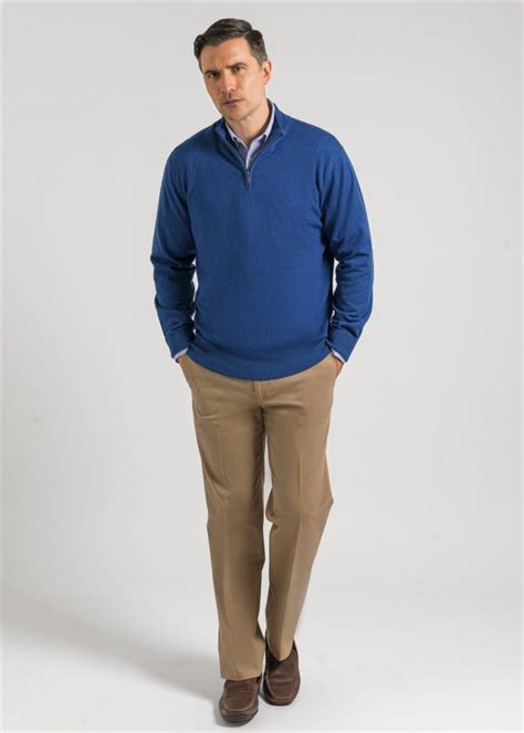 Merino Quarter Zip Ocean Blue Roderick Charles