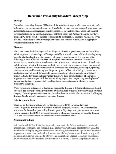 Bpd Concept Map Pdf Borderline Personality Disorder Personality